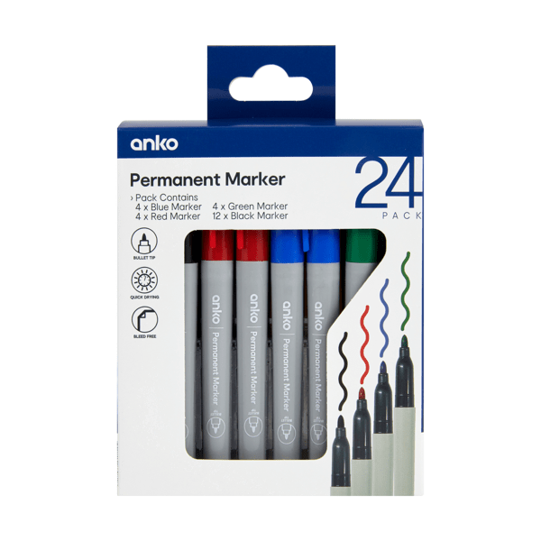 24 Pack Permanent Markers - Anko | Target Australia