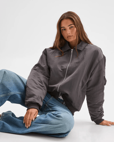 Lily Loves Bomber Jacket - Iron Grey | Target Australia
