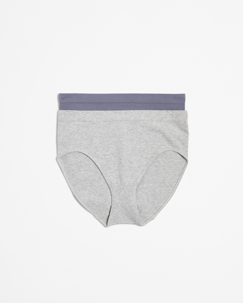 Australian Cotton Blend 2 Pack Seamfree Midi Briefs - Grey Marle ...