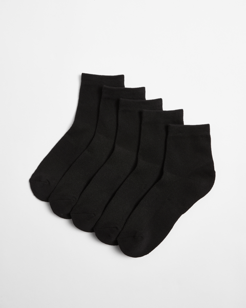 Active 5 Pack Quarter Crew Cut Socks - Black | Target Australia