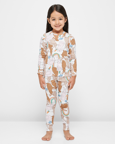 Family Matching Girls Junior Easter Bunny Cotton Rib Pyjama Set ...
