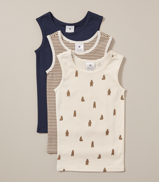 3 Pack Baby Organic Cotton Print Singlets | Target Australia