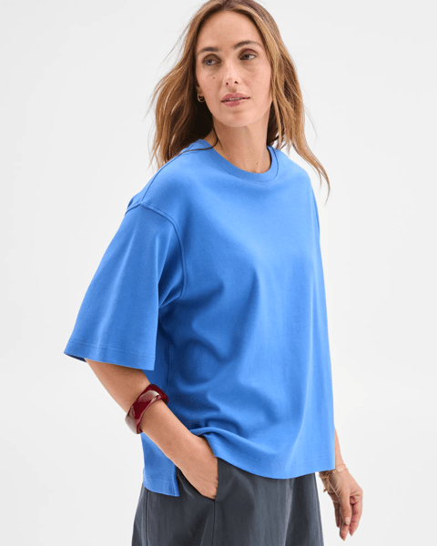 Australian Cotton Heavyweight Boxy T-Shirt - Blue Bonnet | Target Australia