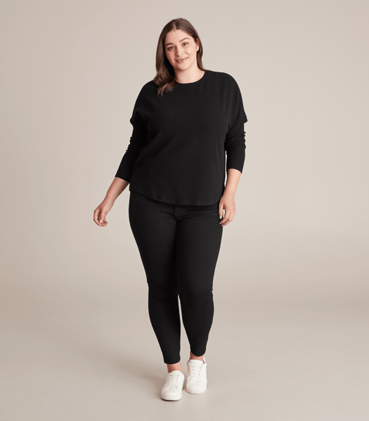 Curve Long Sleeve Scoop Neck Waffle T-Shirt | Target Australia