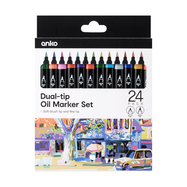 24 Pack Dual-Tip Oil Marker Set - Anko | Target Australia