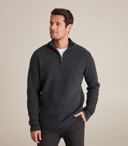 Half Zip Lambswool Knit Jumper | Target Australia