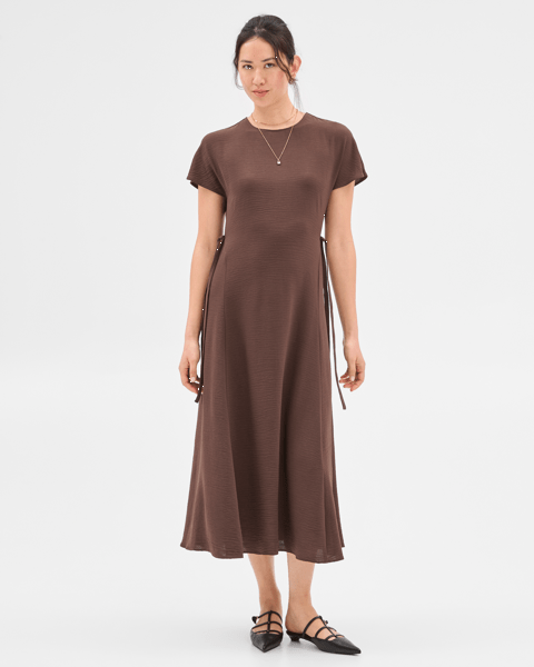 Tie Waist Midi Dress - Preview - Bitter Chocolate | Target Australia