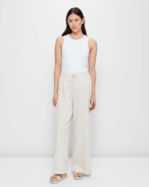 Linen Blend Wide Leg Cargo Pants Flax Cross Dye Target Australia