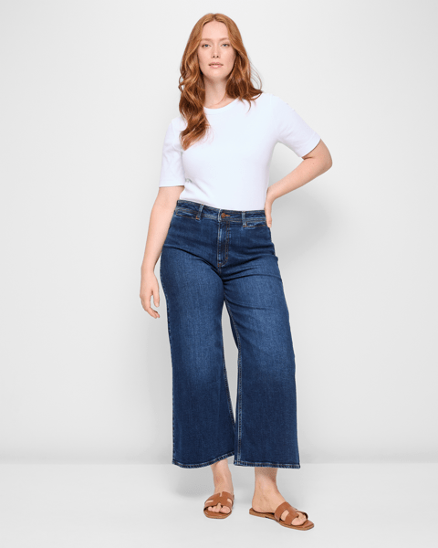 High Rise Crop Length Wide Leg Denim Jeans - Kelsey | Target Australia