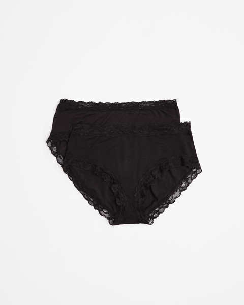 2 Pack Modal and Lace Midi Briefs - Black | Target Australia