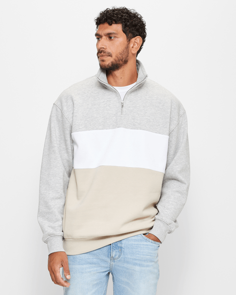 Spliced Quarter Zip Fleece Jumper | Target Australia