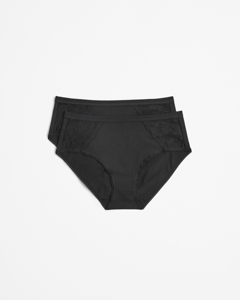 2 Pack Australian Cotton and Lace Midi Briefs - Black | Target Australia