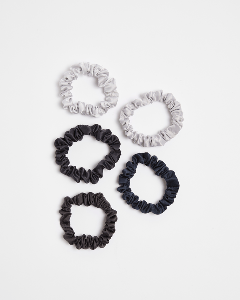 5 Pack Satin Scrunchies - Black | Target Australia