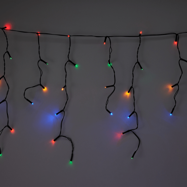Solar Powered 500 LED Multifunction Multi-Coloured Icicle String Lights ...