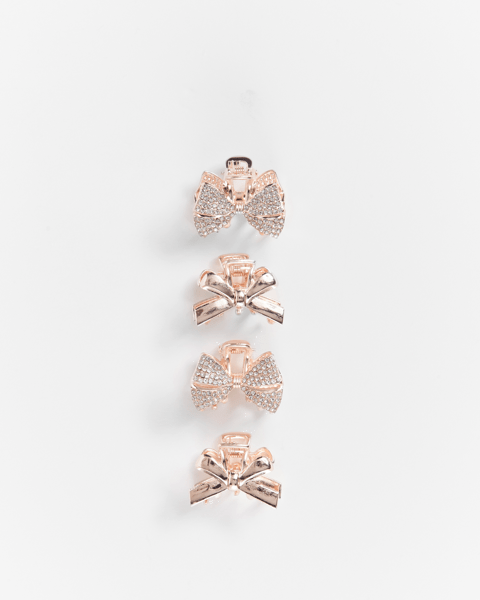 4 Pack Mini Pave Bow Hair Clips | Target Australia
