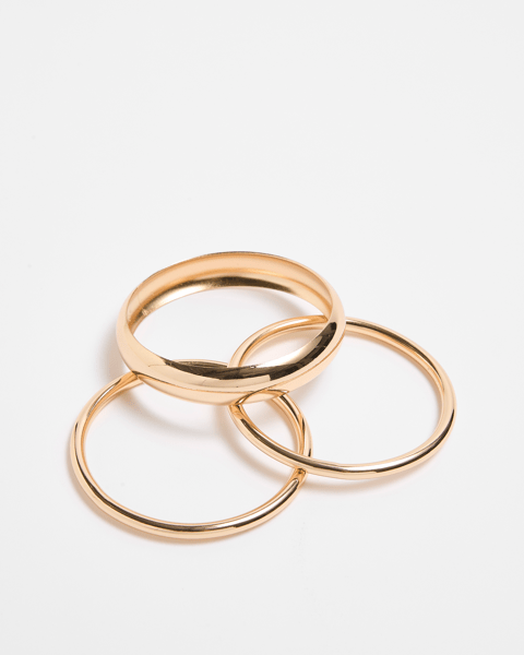 3 Pack Mixed Bangles Set - Gold colourway | Target Australia