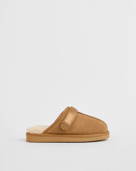 Australian Design UGG Leather and Sheepskin Mule Flats - Chestnut ...