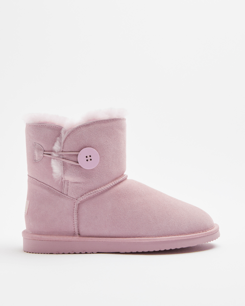 Womens Sheepskin and Leather Slipper Button Boot | Target Australia