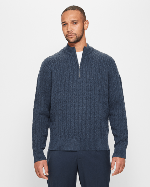 Zip Neck Cable Knit Jumper - Preview | Target Australia