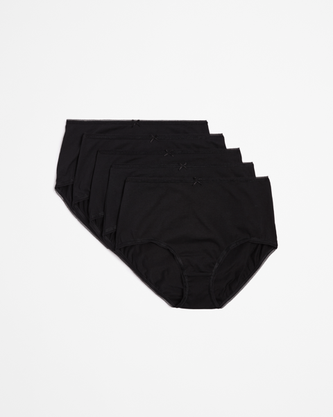 5 Pack Cotton/Elastane Full Briefs - Black | Target Australia