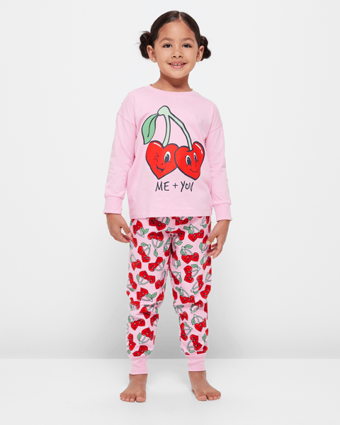 Family Matching Girls Heart Cherries Cotton Pyjama Set | Target Australia