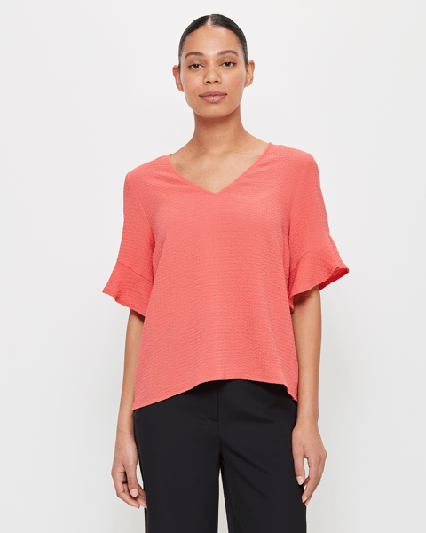 Queenie Woven V-Neck Shell Top - Preview | Target Australia