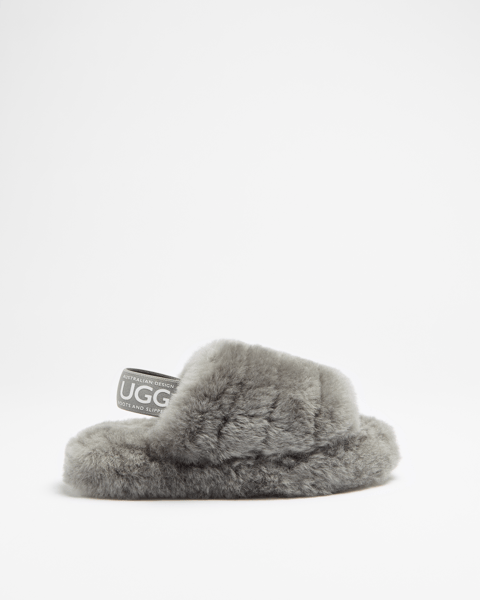 Womens Genuine Sheepskin Sling Back Slipper - Charcoal | Target Australia