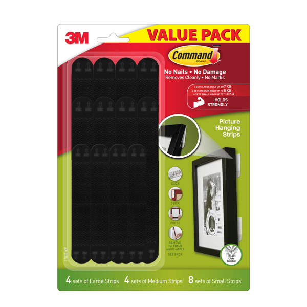 16 Pack 3M Command Picture Hanging Strips Value Pack - Black | Target ...