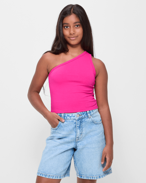 Australian Cotton One Shoulder Rib Tank | Target Australia