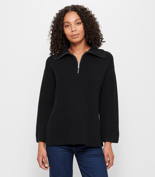 Quarter Zip Ribbed Knit Jumper | Target Australia