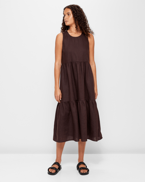 European Linen Sleeveless Midi Dress | Target Australia