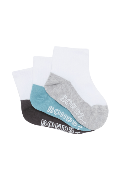 Baby Cotton Blend Logo Lightweight Quarter Crew Socks 3 Pack - Bonds ...