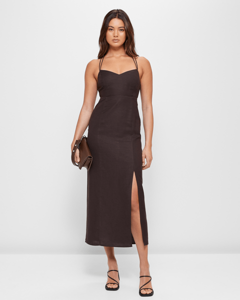 European Linen Blend Strappy Open Back Midi Dress - Lily Loves | Target ...