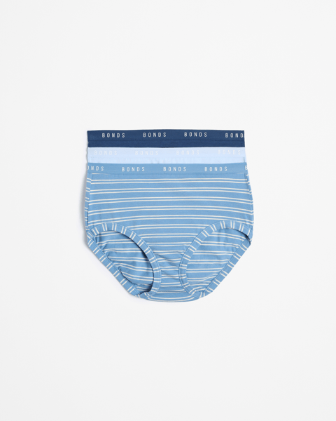 Womens Cottontails Full Briefs 3 Pack - Bonds - Twin Stripe/ Blue Snow ...