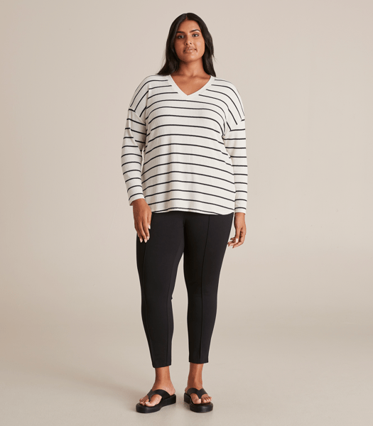 Curve Long Sleeve Stripe Waffle Top | Target Australia
