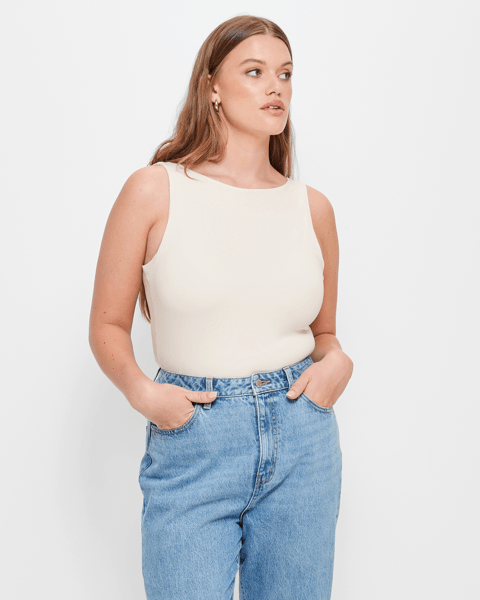 Double Layer Boat Neck Tank Top - Lily Loves - Cream | Target Australia
