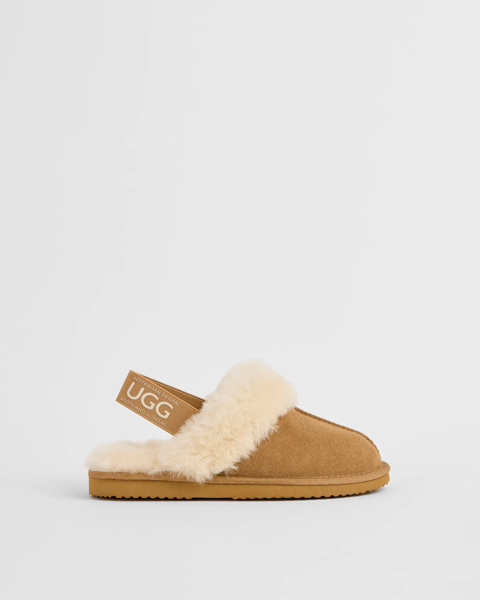 Australian Design UGG Leather and Sheepskin Elastic Scuff Slippers ...
