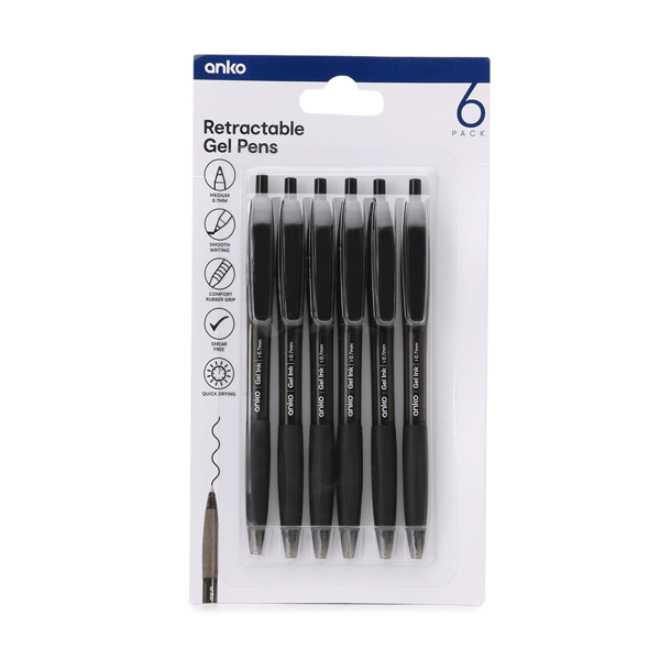 Retractable Gel Pens, 6 Pack - Anko | Target Australia