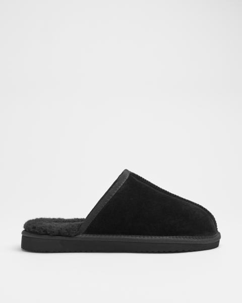 Mens Genuine Suede Slipper Scuff Black Target Australia