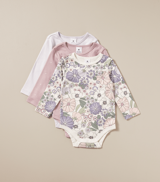 3 Pack Baby Organic Cotton Bodysuits | Target Australia