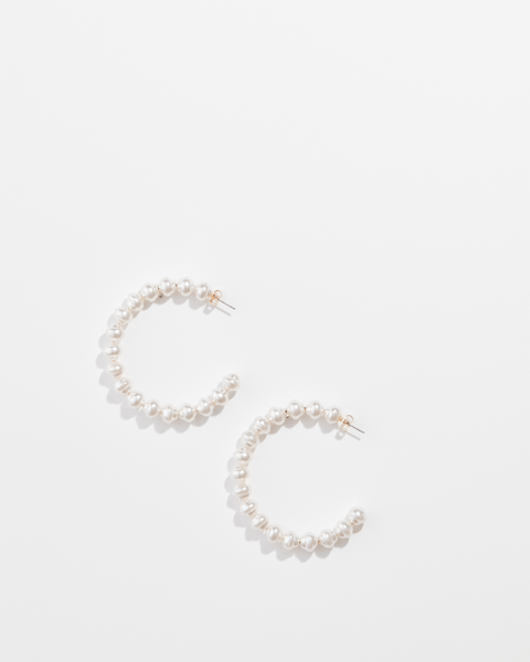 Irregular Faux Pearl Bead Hoop Earrings | Target Australia
