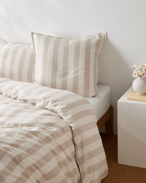 Reid Stripe Linen/Cotton European Pillowcase - Neutral | Target Australia