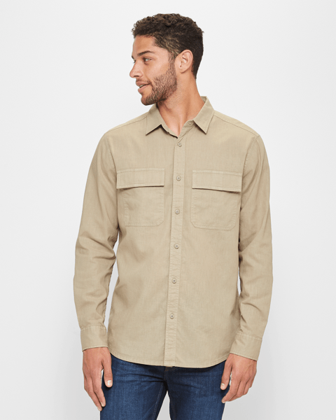 Linen Blend Long Sleeve Utility Shirt | Target Australia