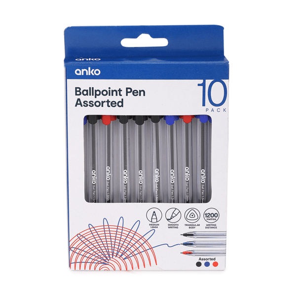 10 Pack Assorted Colours Ballpoint Pens - Anko | Target Australia