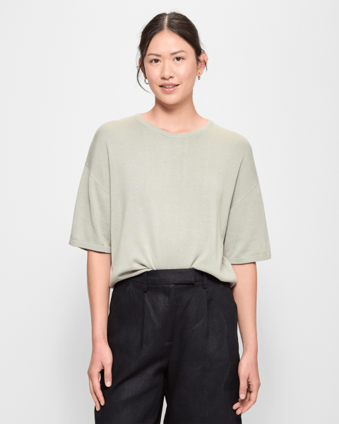 Crew Neck Fine Knit T-Shirt - Preview | Target Australia