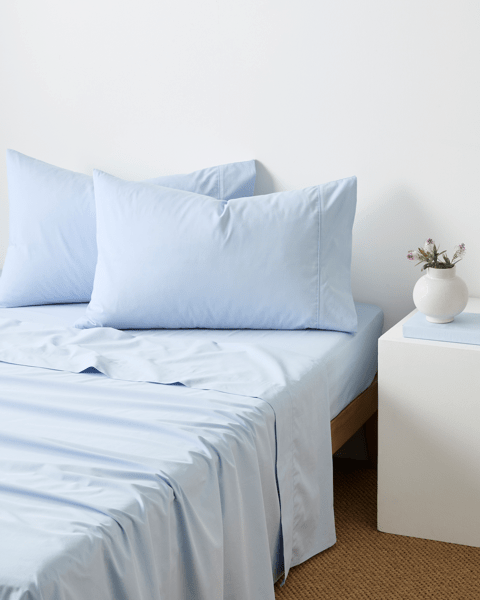 Australian Cotton 250 Thread Count Flat Sheet - Sky Blue | Target Australia