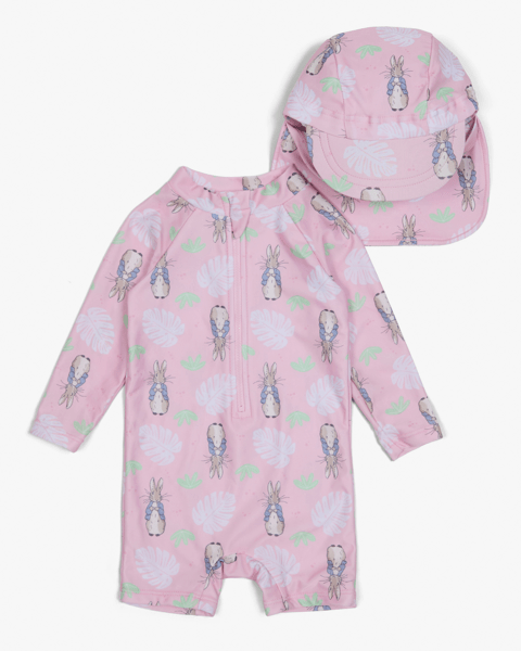 Peter Rabbit Baby Unitard Swim Set with Hat 2 Piece - Pink | Target ...