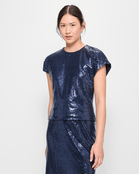 Sleeveless Extended Shoulder Sequin Top - Preview | Target Australia