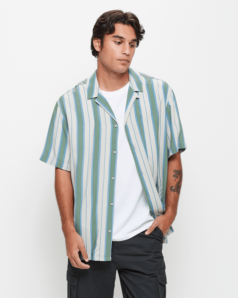 Commons Vertical Stripe Short Sleeve Shirt | Target Australia