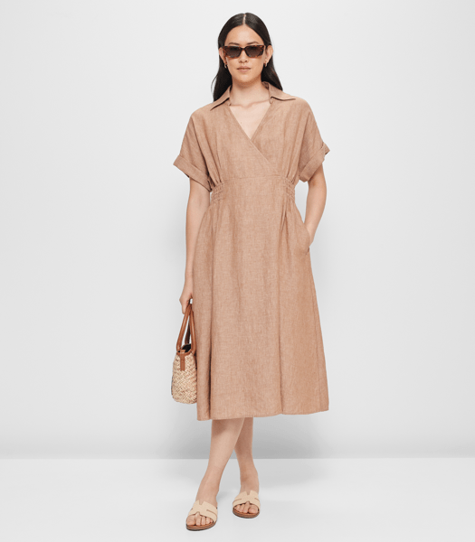 European Linen Midi Wrap Dress | Target Australia